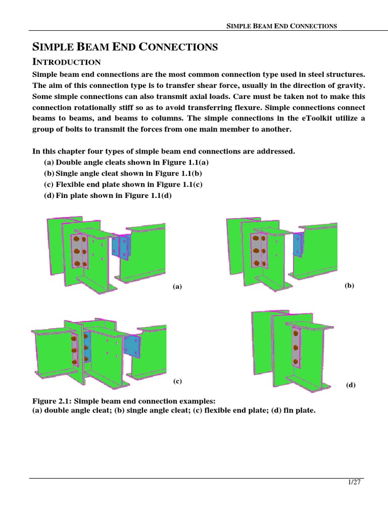 Simple Beam End Connection Types | PDF | Beam (Structure) | Column