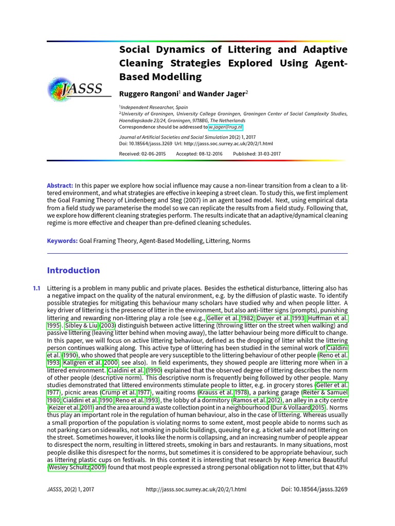 Social Dynamics of Littering and Adaptive Cleaning Strategies Explored Using Agent-Based ...
