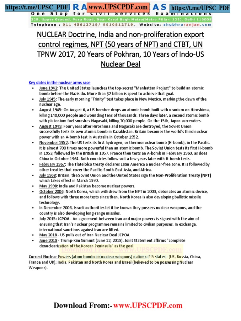 NUCLEAR Doctrine | PDF | Treaty On The Non Proliferation Of Nuclear ...