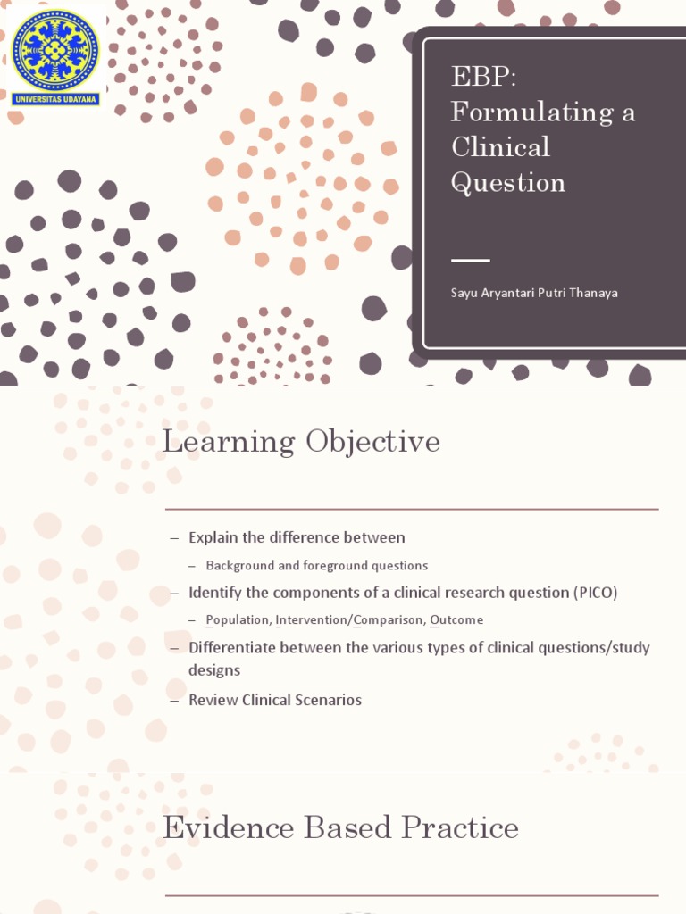 Lecture 3 - Formulating A Clinical Question | PDF | Evidence Based ...