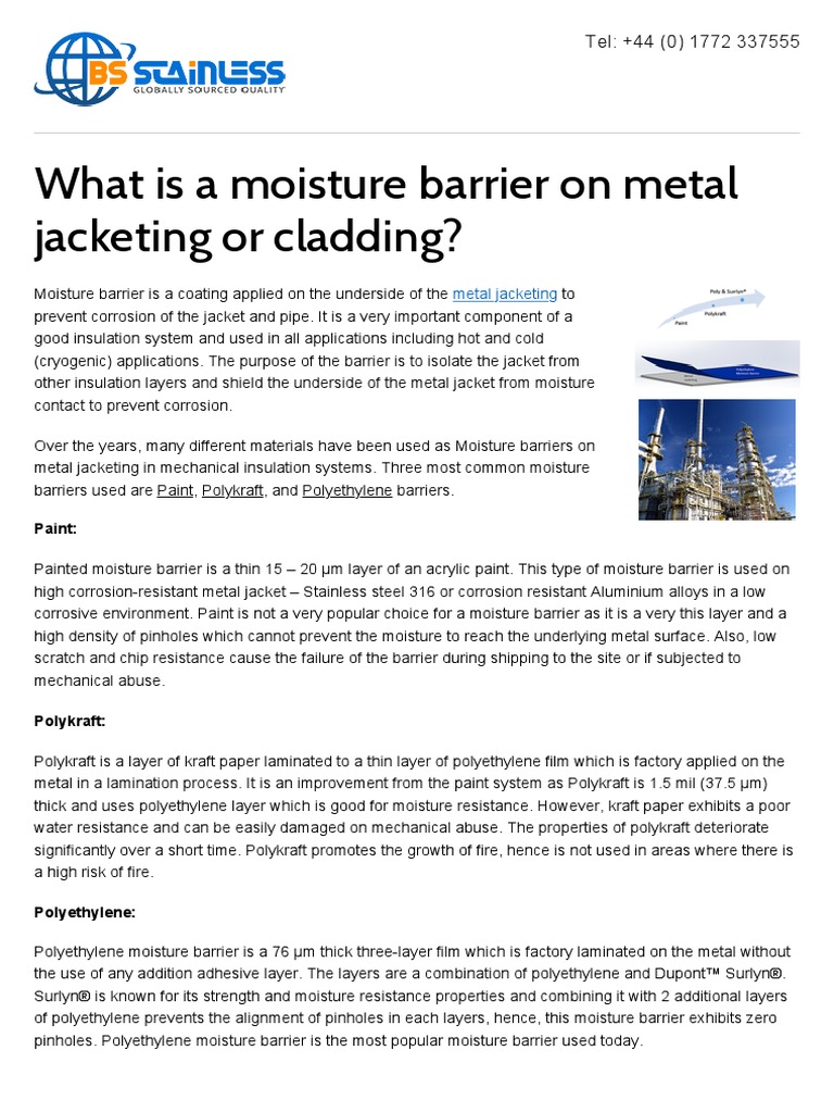 Moisture Barrier On Metal Jacketing & Kraft Paper | PDF | Corrosion ...