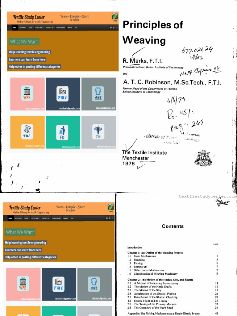Principles of Weaving - Marks & Robinson PDF | PDF | Loom | Weaving
