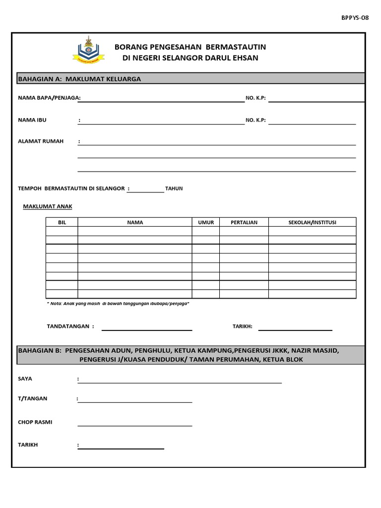 Borang Bermastautin | PDF