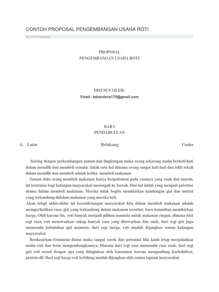 Contoh Proposal Pengembangan Usaha Roti | PDF