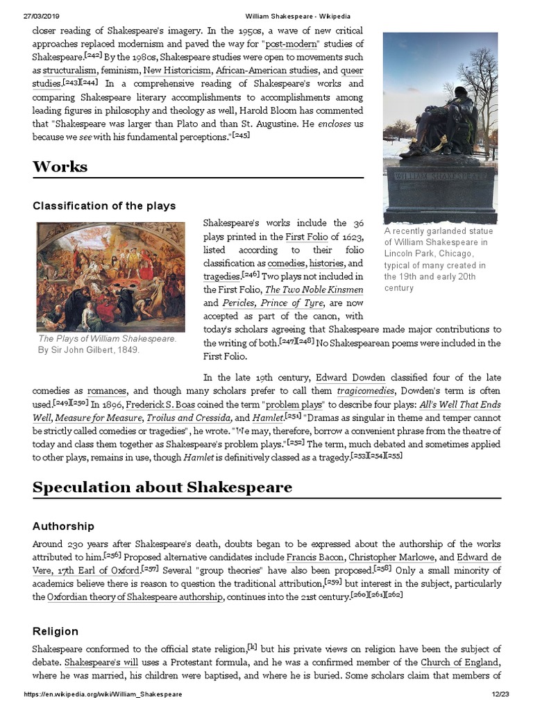 William Shakespeare - Wikipedia | PDF | William Shakespeare | Science