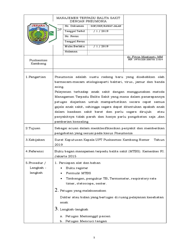 Sop Mtbs Pneumonia | PDF