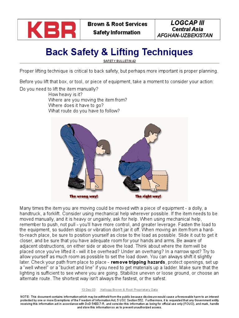 Back Safety & Lifting Techniques: Logcap Iii | PDF | Flexibility (Anatomy)