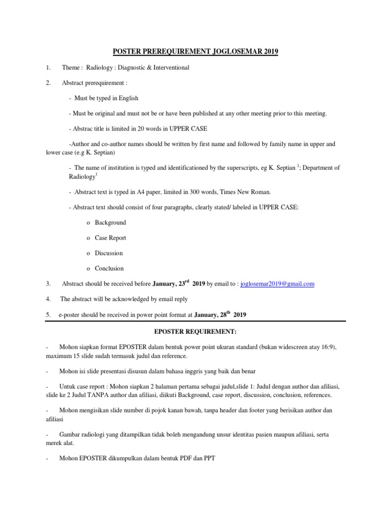 Radiology Abstract & E-Poster Guidelines | PDF
