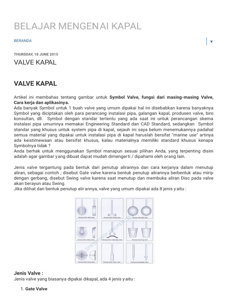 Belajar Mengenai Kapal Valve Kapal PDF | PDF