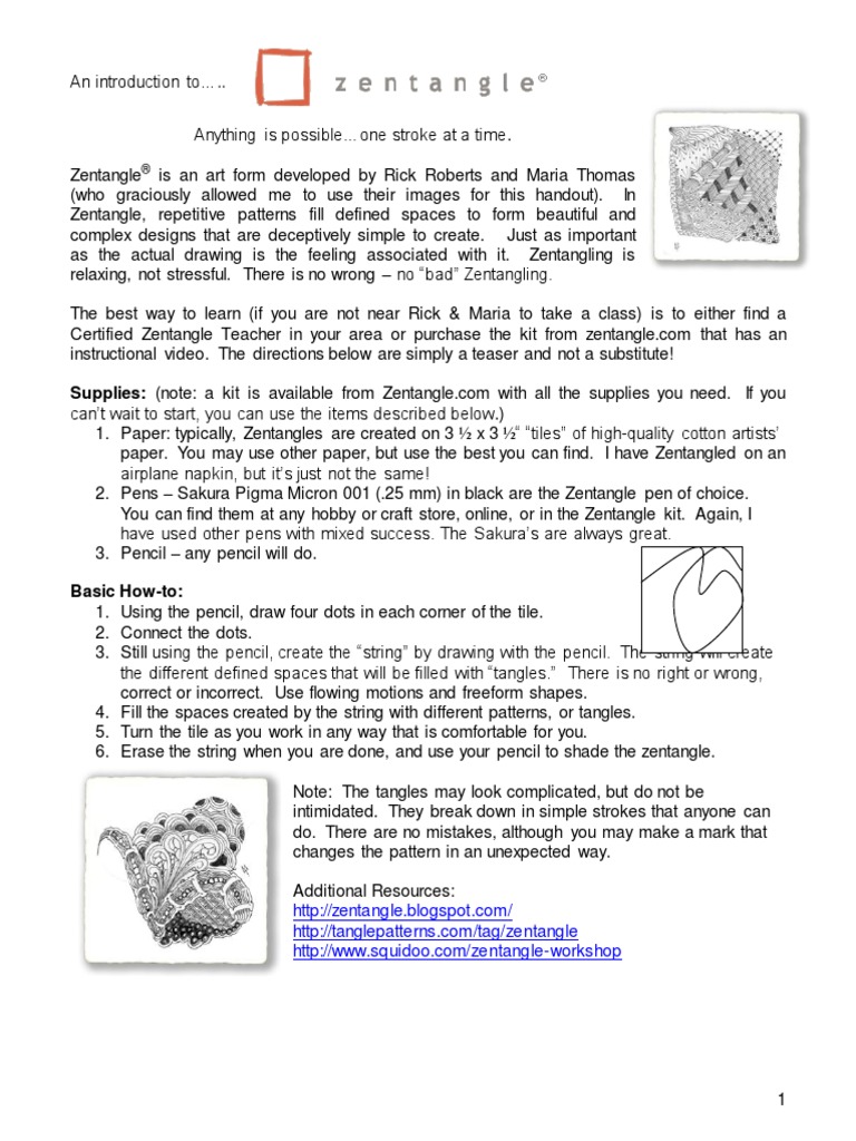 Zentangle Handout PDF | PDF | Home & Garden