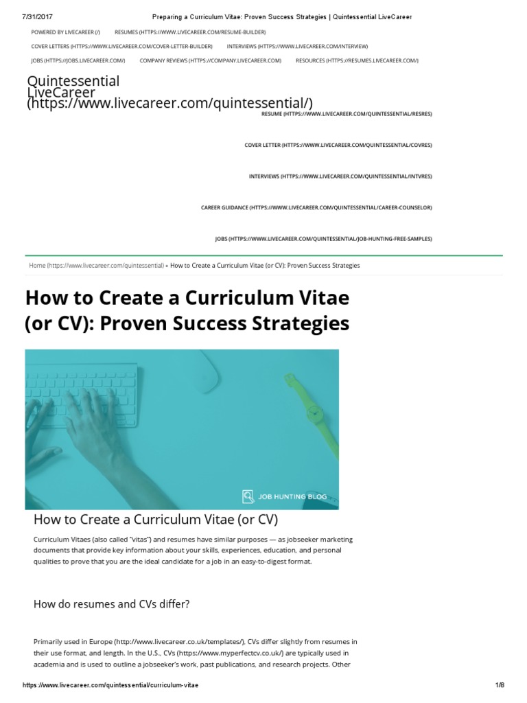 Preparing A Curriculum Vitae - Proven Success Strategies ...