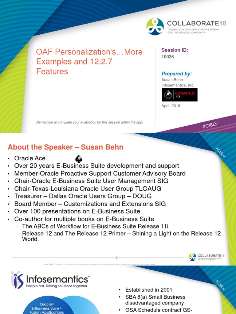 OAF Personalization's More Examples and 12.2.7 Features: Session ID | PDF | Trademark | Hyperlink