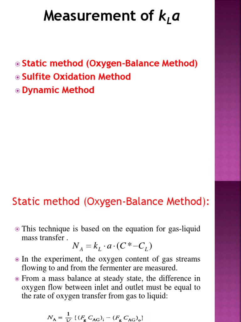 kLa Measurement Methods and Factors | PDF | Gases | Fluid Dynamics