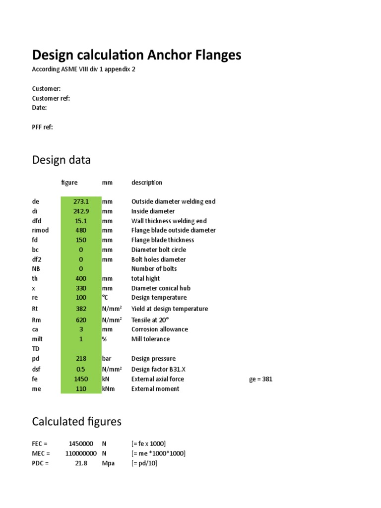 Design Calculation Anchor Flange ASME VIII Div 1 | PDF | Building ...