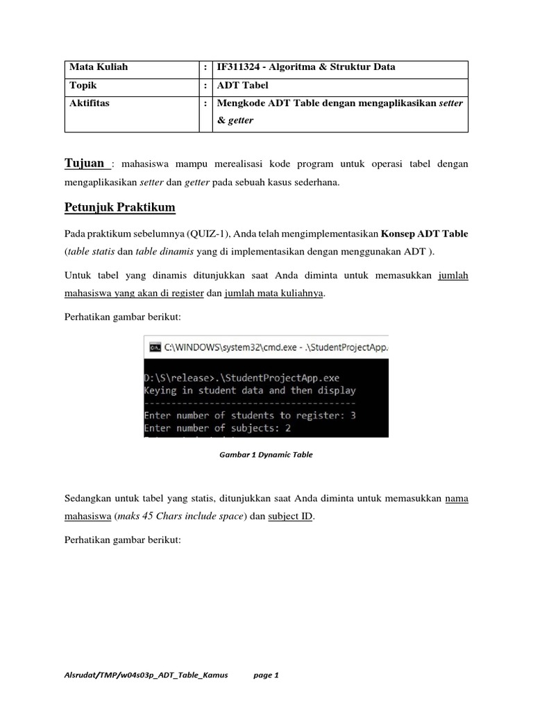 Implementasi ADT Tabel dalam Praktikum | PDF