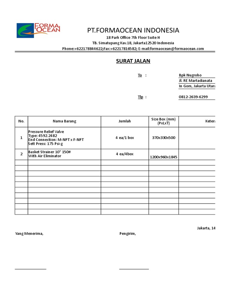 Template Surat Jalan | PDF