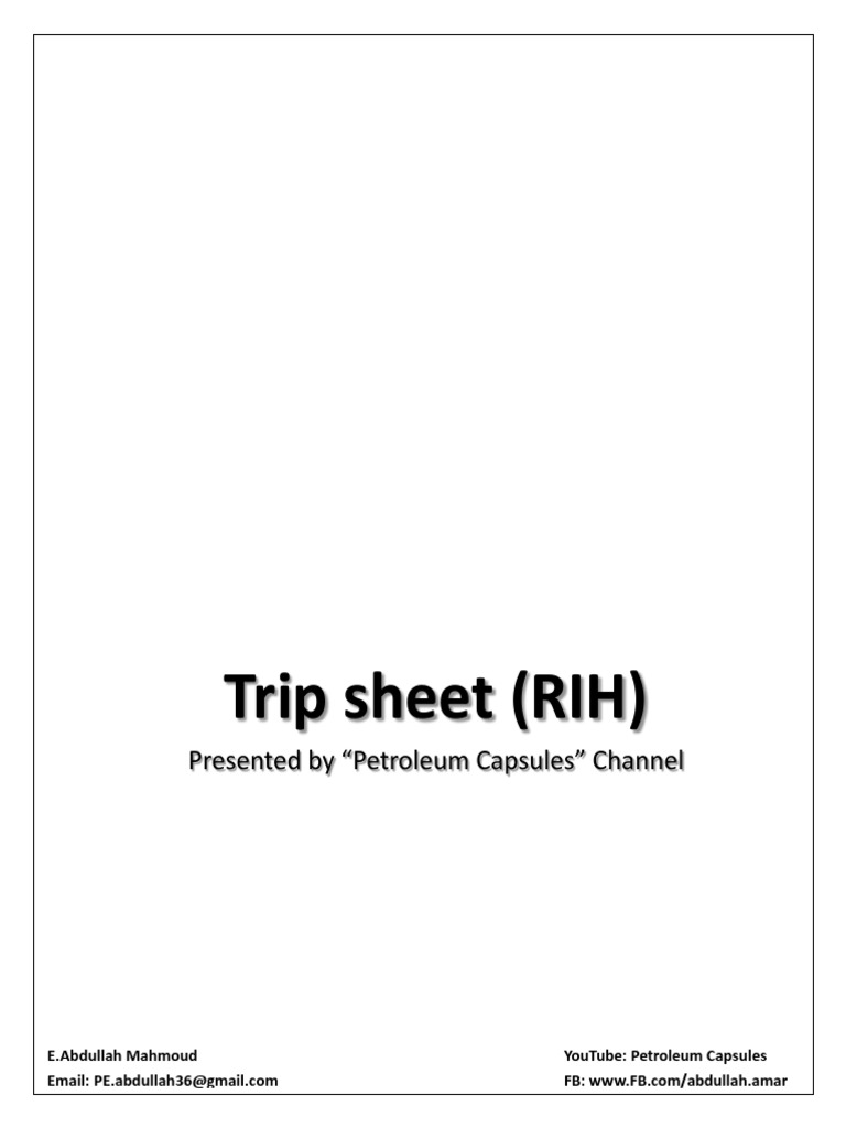 N-Trip Sheet RIH | Download Free PDF | Drilling Rig | Chemical Engineering