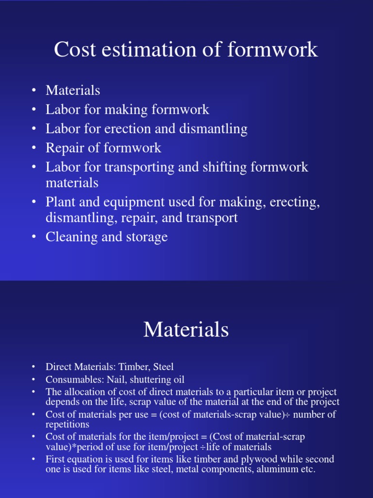 Formwork Costing | Download Free PDF | Building Engineering | Economic ...