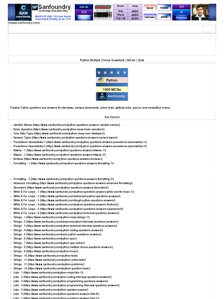 Files Python Questions And Answers Sanfoundry Pdf Multiple Choice Linux