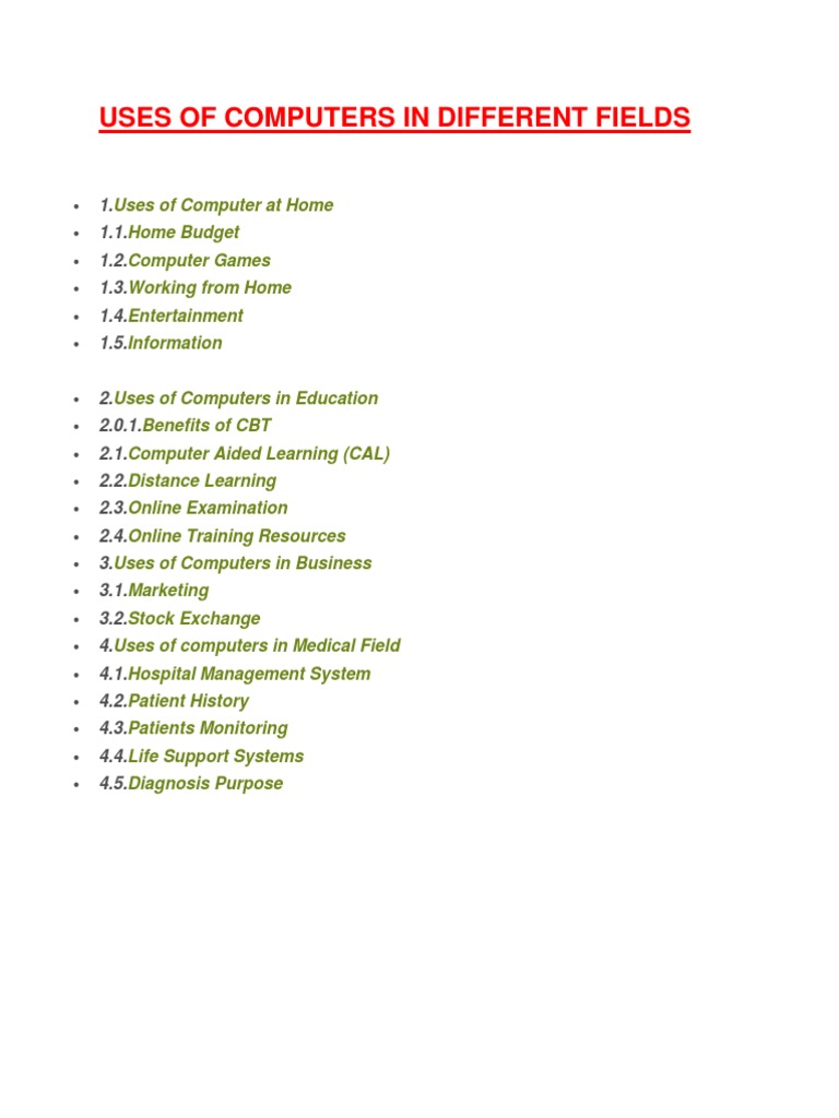 The Multifaceted Uses of Computers: Exploring Applications in Daily ...