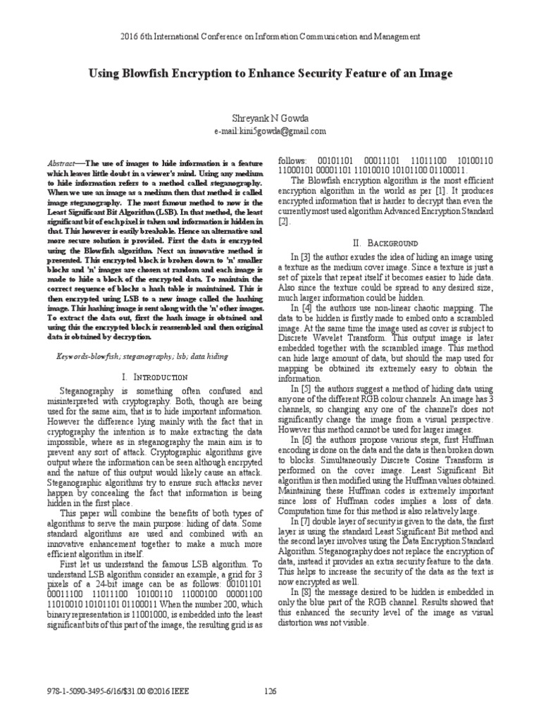 Using Blowfish Encryption To Enhance Security Feature of An Image | PDF ...