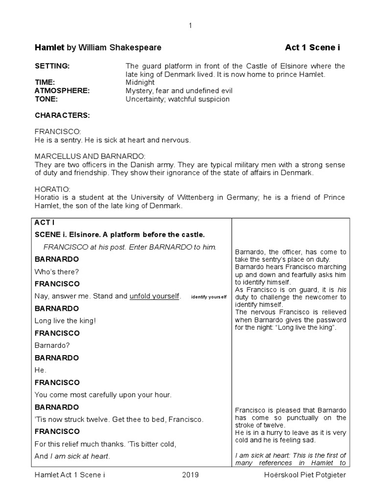 Hamlet Act 1 Scene I | PDF | Hamlet | Ghosts