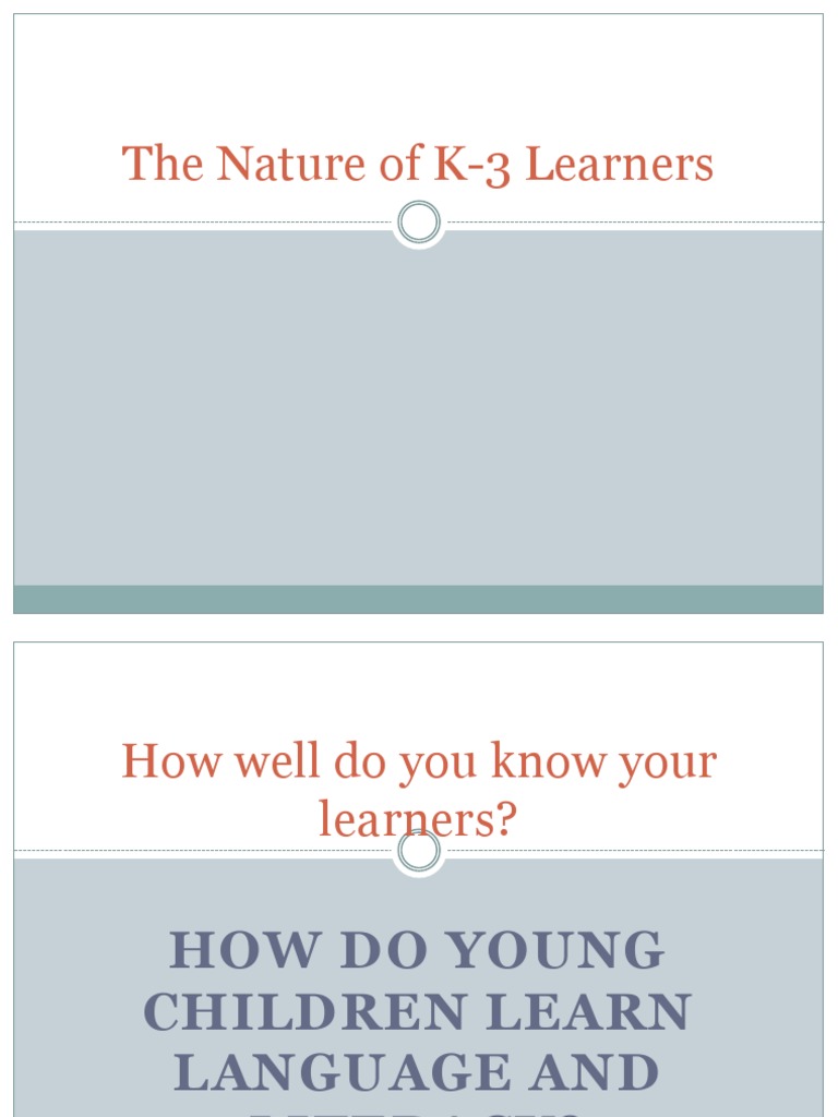 1 INTRODUCTION The Nature of K-3 Learners | PDF