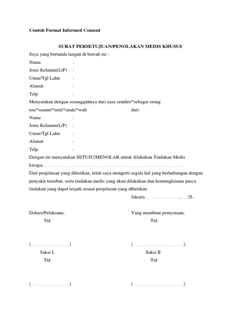 Contoh Informed Consent | PDF