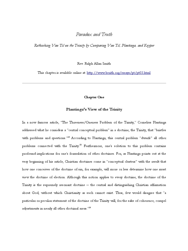 Rethinking the Trinity: Van Til vs. Plantinga | PDF | Trinity | Karl Barth