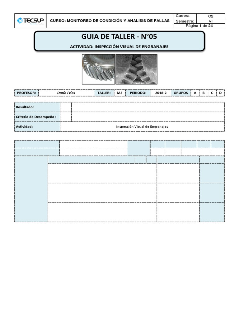 Inspeccion Visual Informe | Engranaje | Ingeniería mecánica