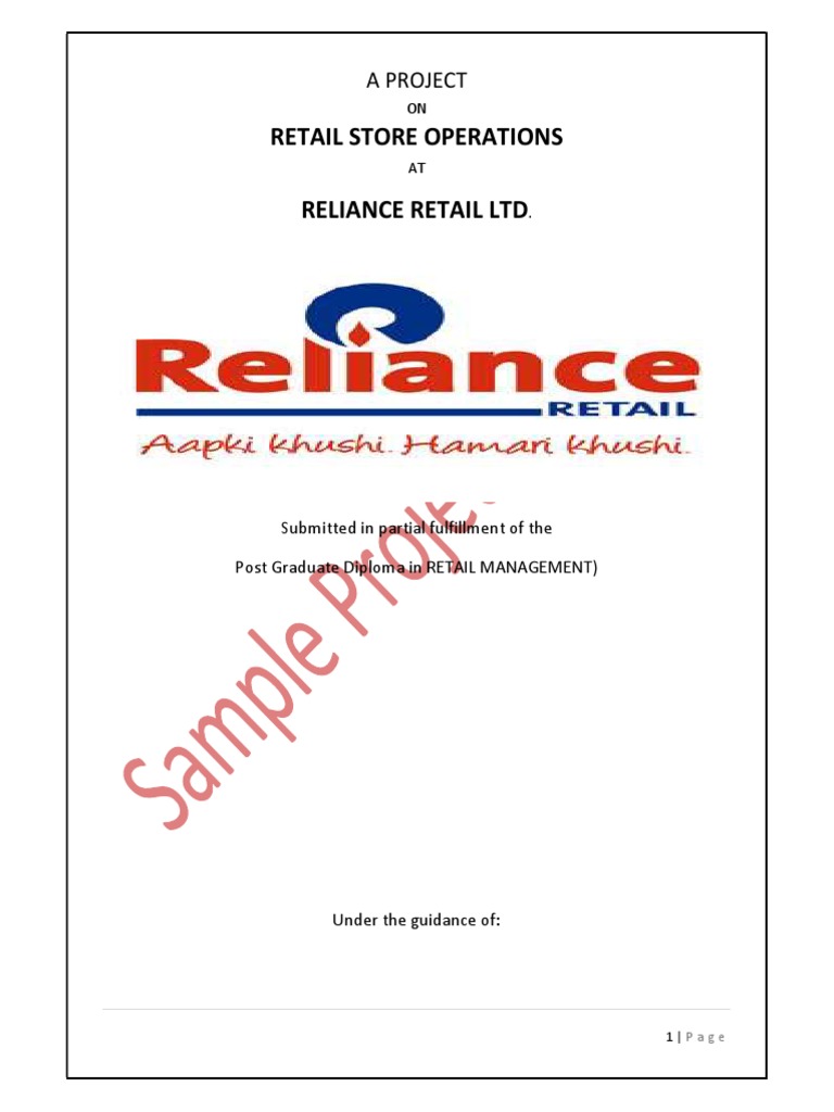 Retail Operations at Reliance Fresh | PDF | Retail | Data Analysis