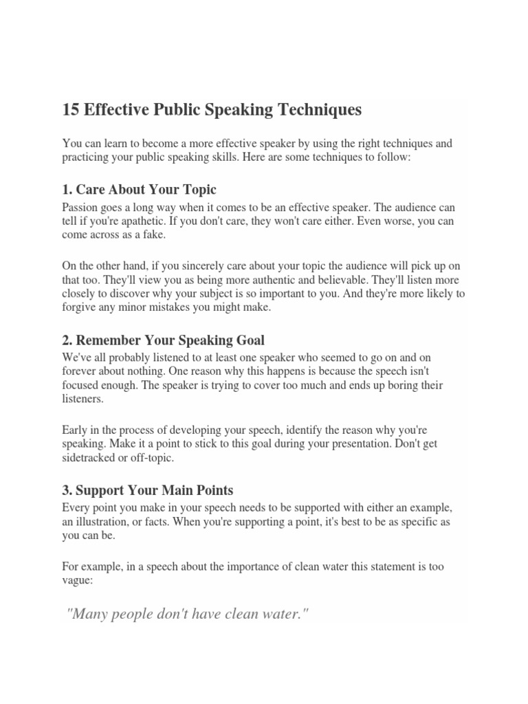 15 Effective Public Speaking Techniques | PDF | Public Speaking | Microsoft Power Point