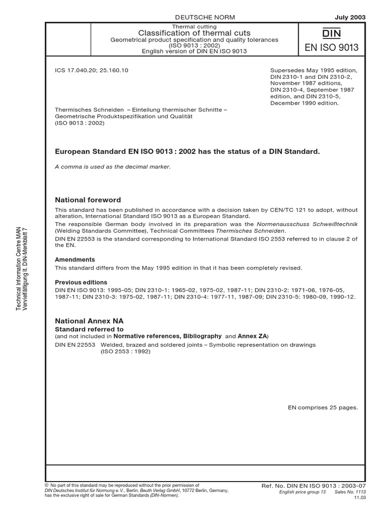 Taiere Cu Flacara DIN en ISO 9013 | PDF | International Organization ...