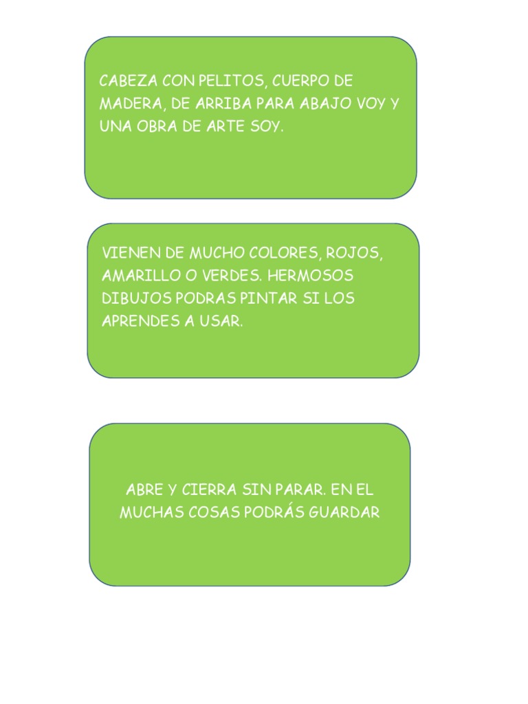 Adivinanzas Útiles Escolares | PDF