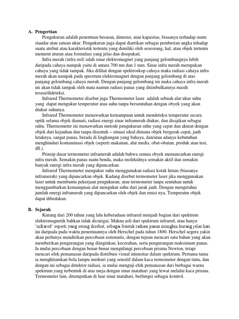 (Fix) Pengertian Dan Sejarah Termometer Infrared | PDF