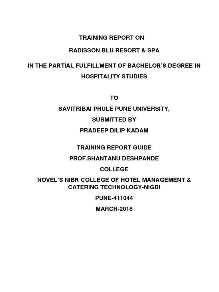 Radisson Blu Training Report | PDF | Tableware | Hotel And Accommodation