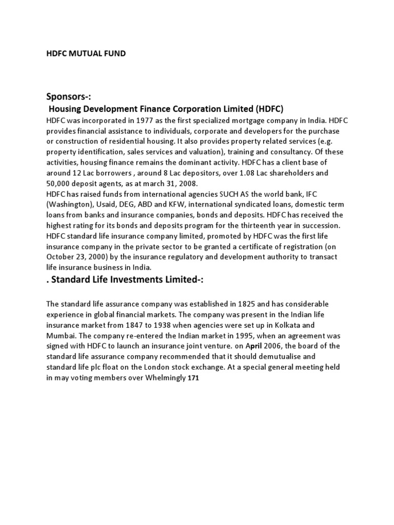 HDFC Mutual Fund in India | PDF | Mutual Funds | Investor