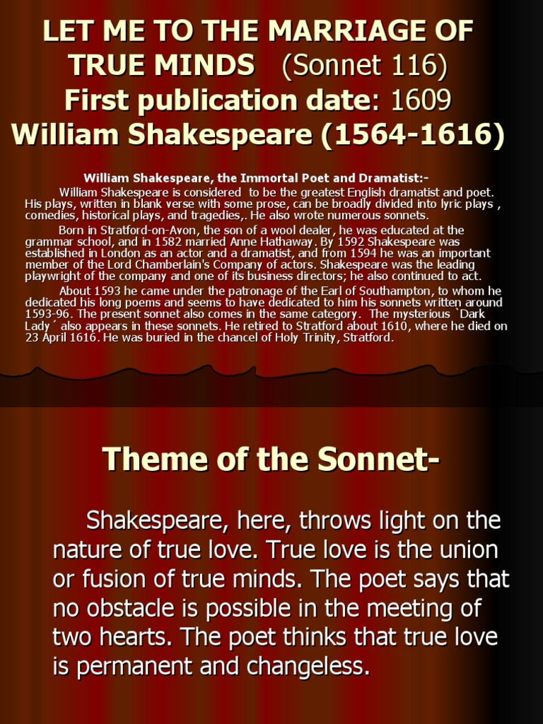 Sonnet 116 Analysis | PDF | William Shakespeare | Sonnets