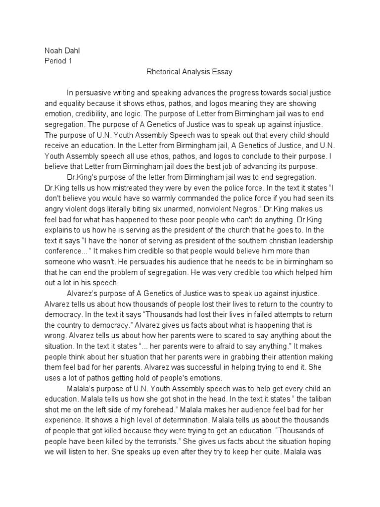Rhetorical Analysis Essay | PDF | Martin Luther King Jr. | Rhetoric