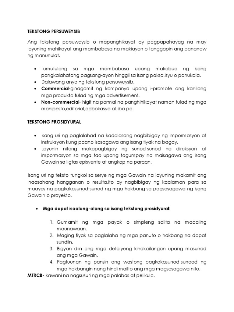 Filipino Handouts | PDF