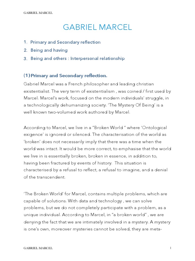 Gabriel Marcel | PDF | Embodied Cognition | Existentialism