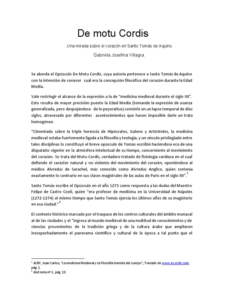 De Motus Cordis. Una Mirada Sobre El Cor PDF | PDF | Tomás de Aquino | Alma