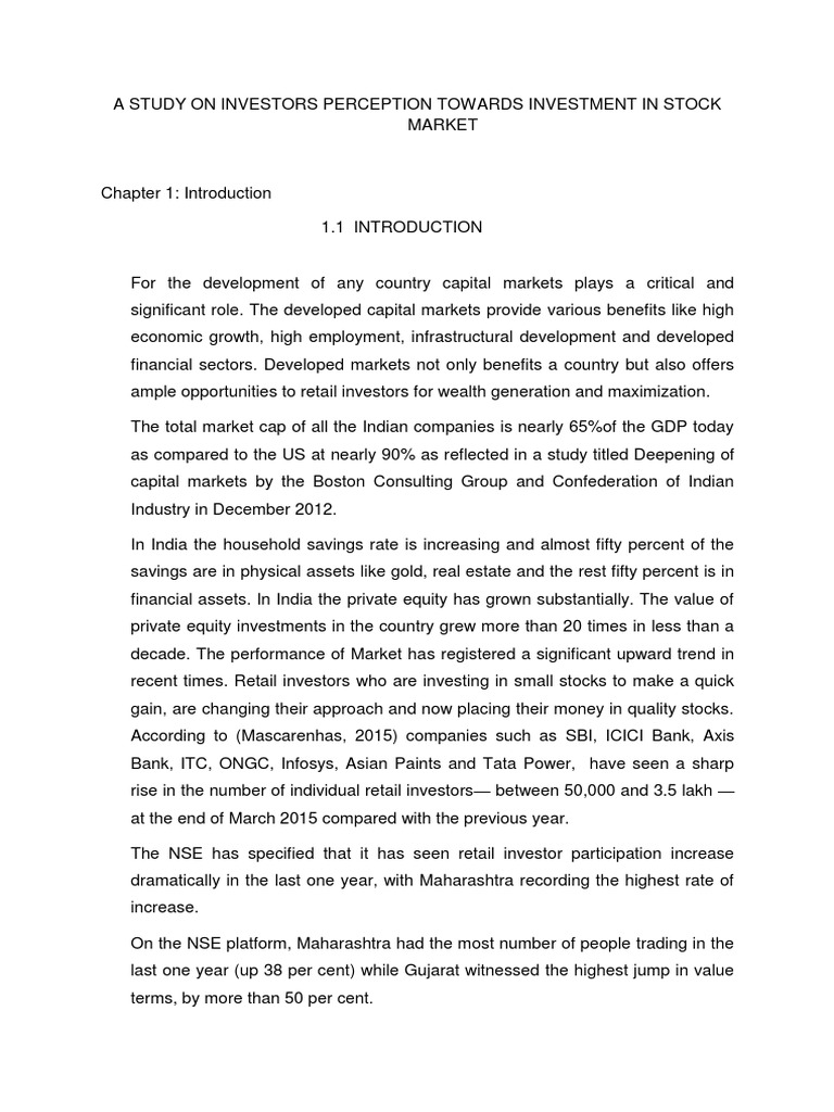 A STUDY ON INVESTORS PERCEPTION TOWARDS INVESTMENT IN STOCK MARKET.docx ...