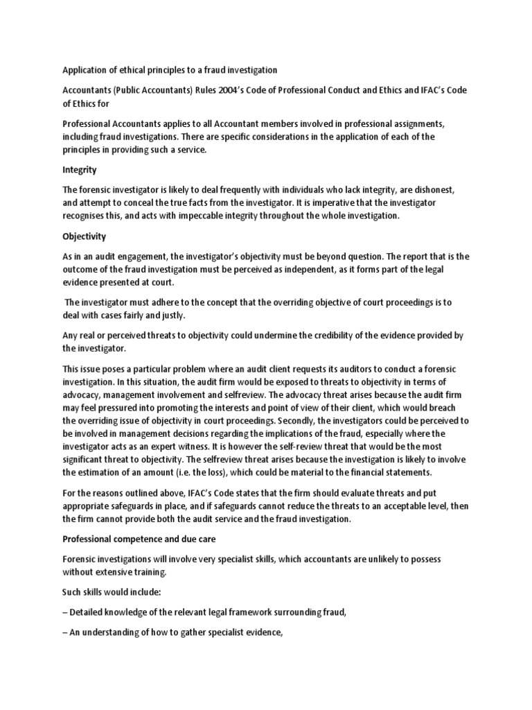 Ethics in Fraud Investigations for Accountants | PDF | Integrity | Audit