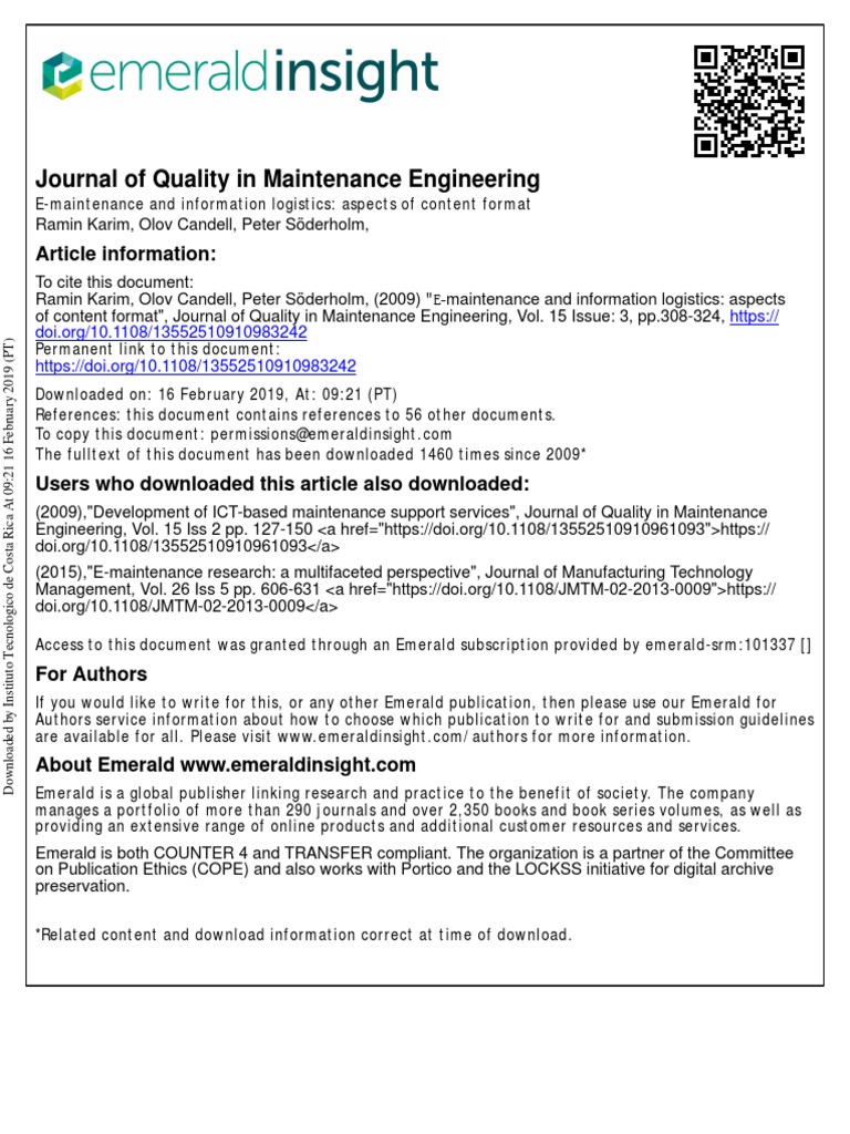 Journal of Quality in Maintenance Engineering: Article Information ...