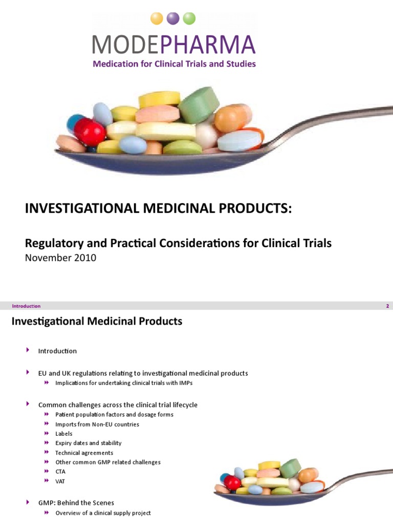 Investigational Medicinal Products:: Regulatory and Practical ...