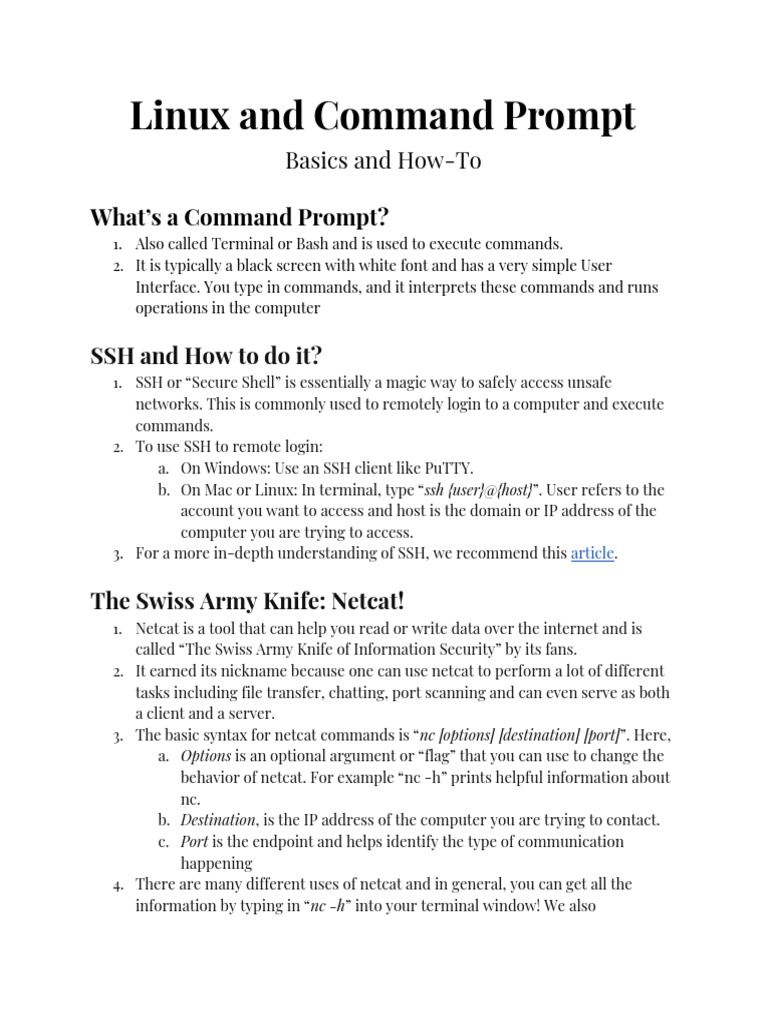 Linux Command Prompt and Number System Basics | PDF | Secure Shell | Command Line Interface