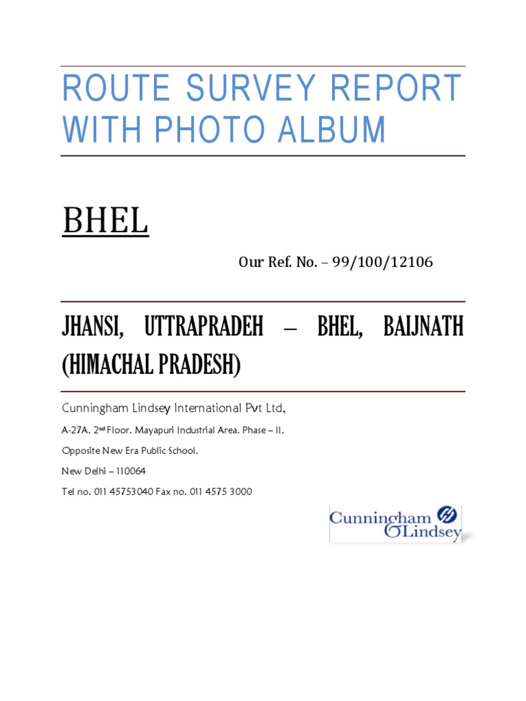 Route Survey Report With Photo Album: Jhansi, Uttrapradeh - Bhel ...