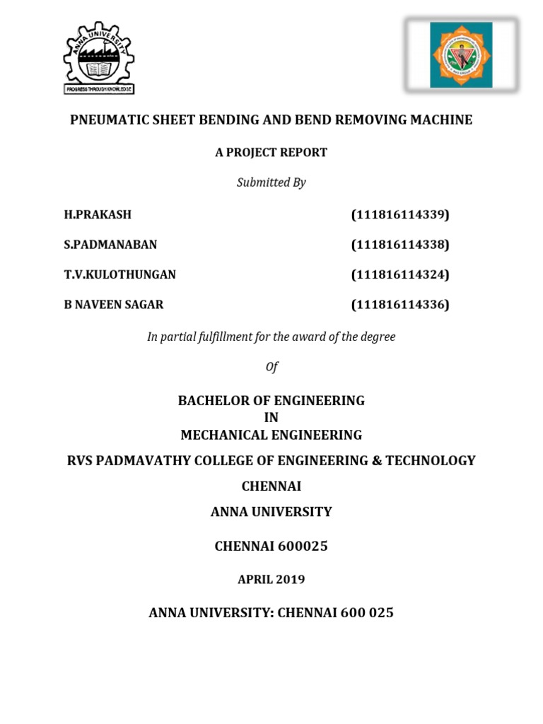 Pneumatic Sheet Bending Machine Report | PDF | Valve | Piston