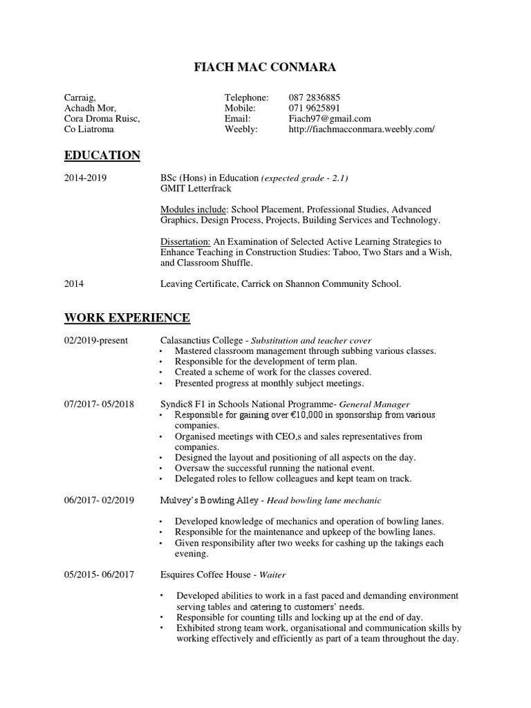 CV Fiach Mac Conmara | Download Free PDF | Communication | Behavior Modification